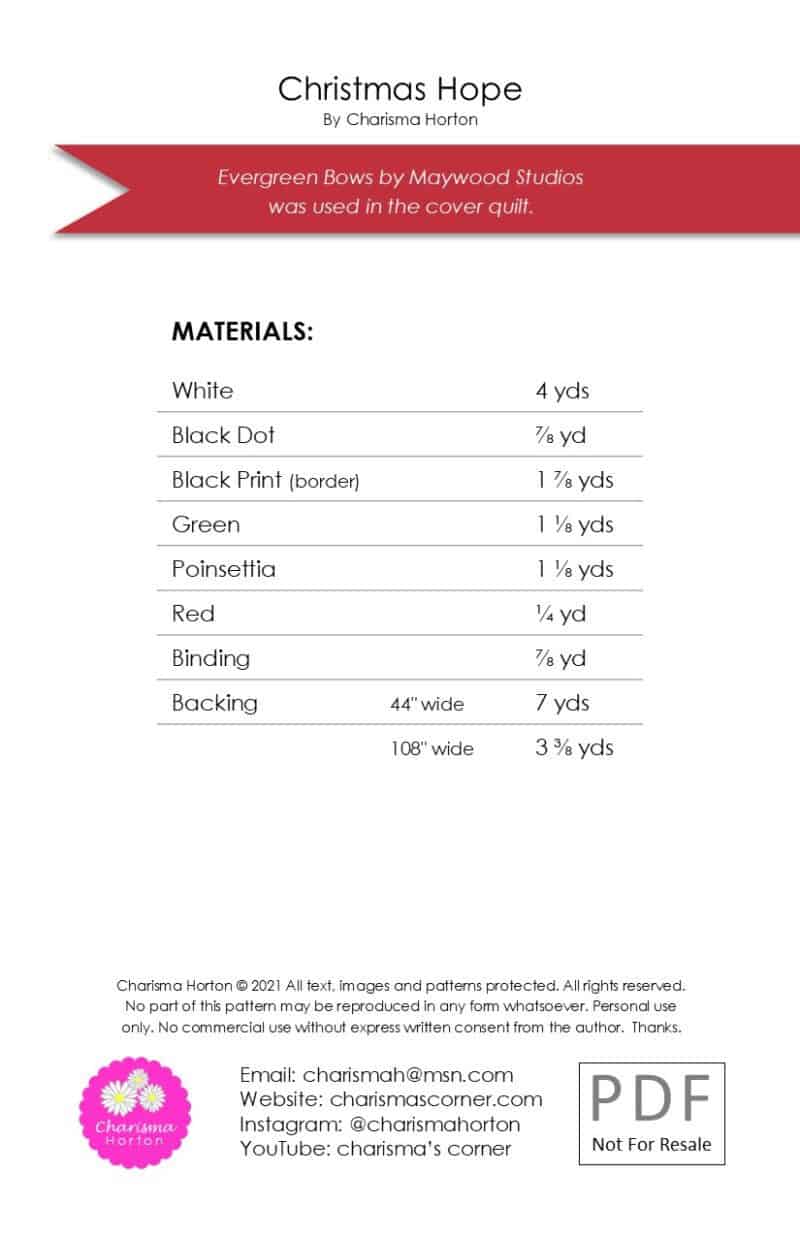 Digital Quilt Pattern – Christmas Hope