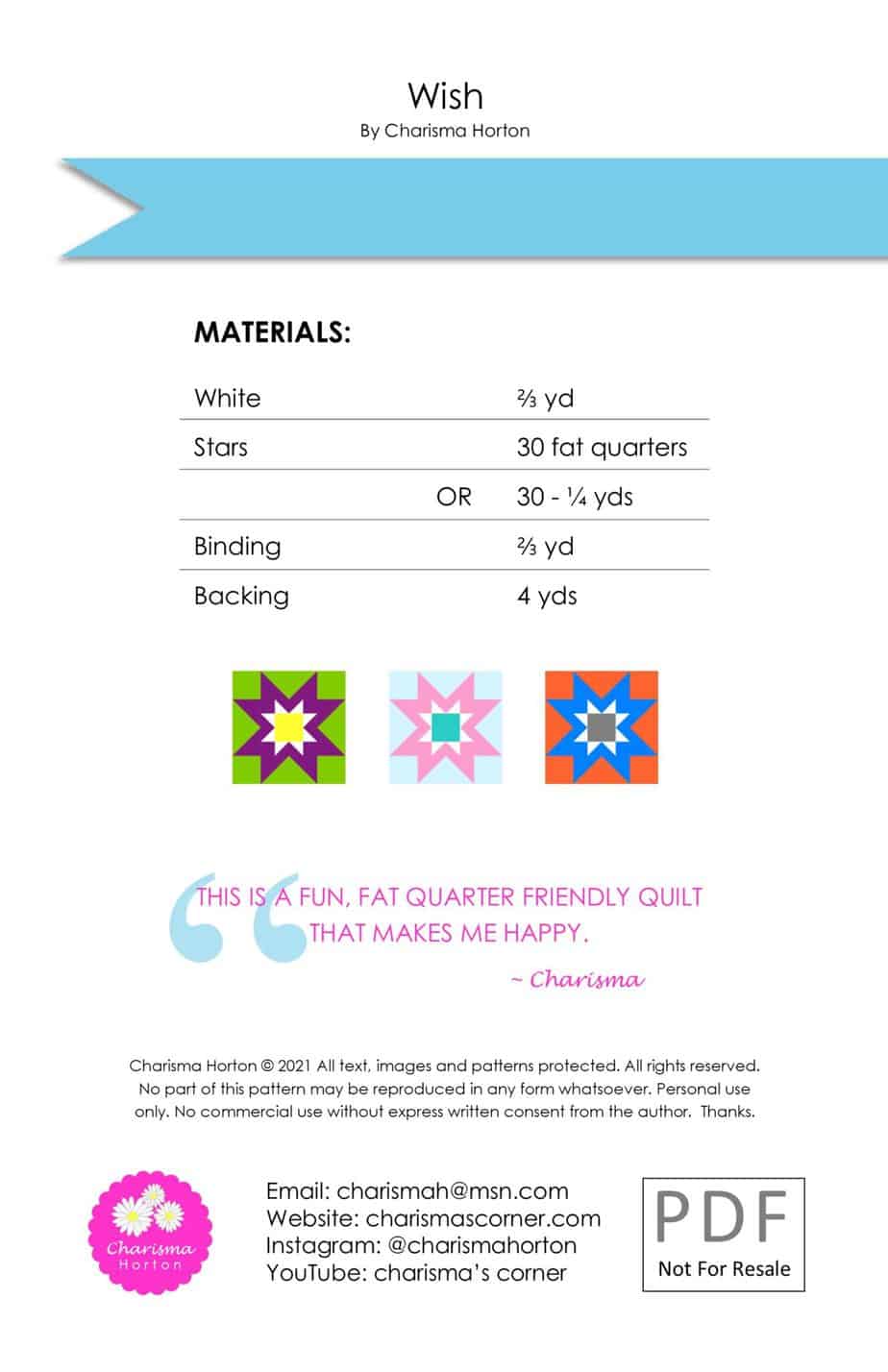 Digital Quilt Pattern – Wish Quilt