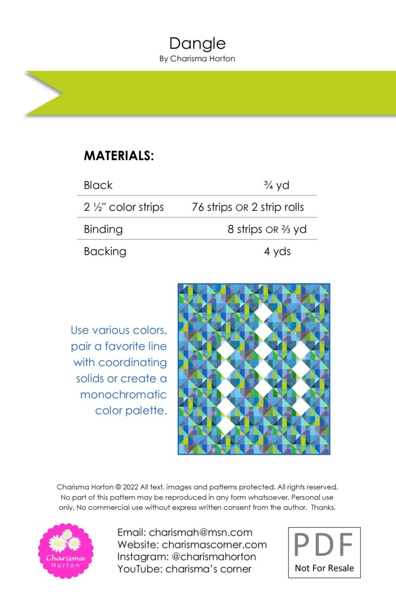 Digital Quilt Pattern ~ Dangle