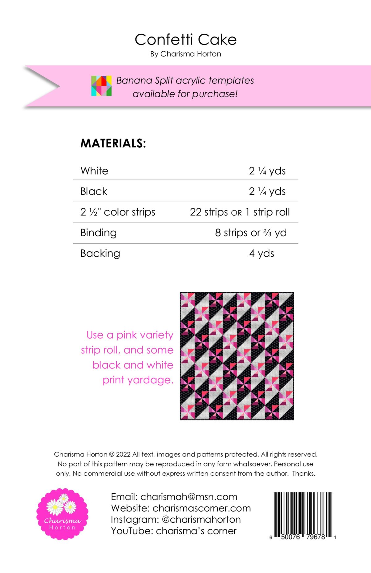 Quilt Pattern ~ Confetti Cake