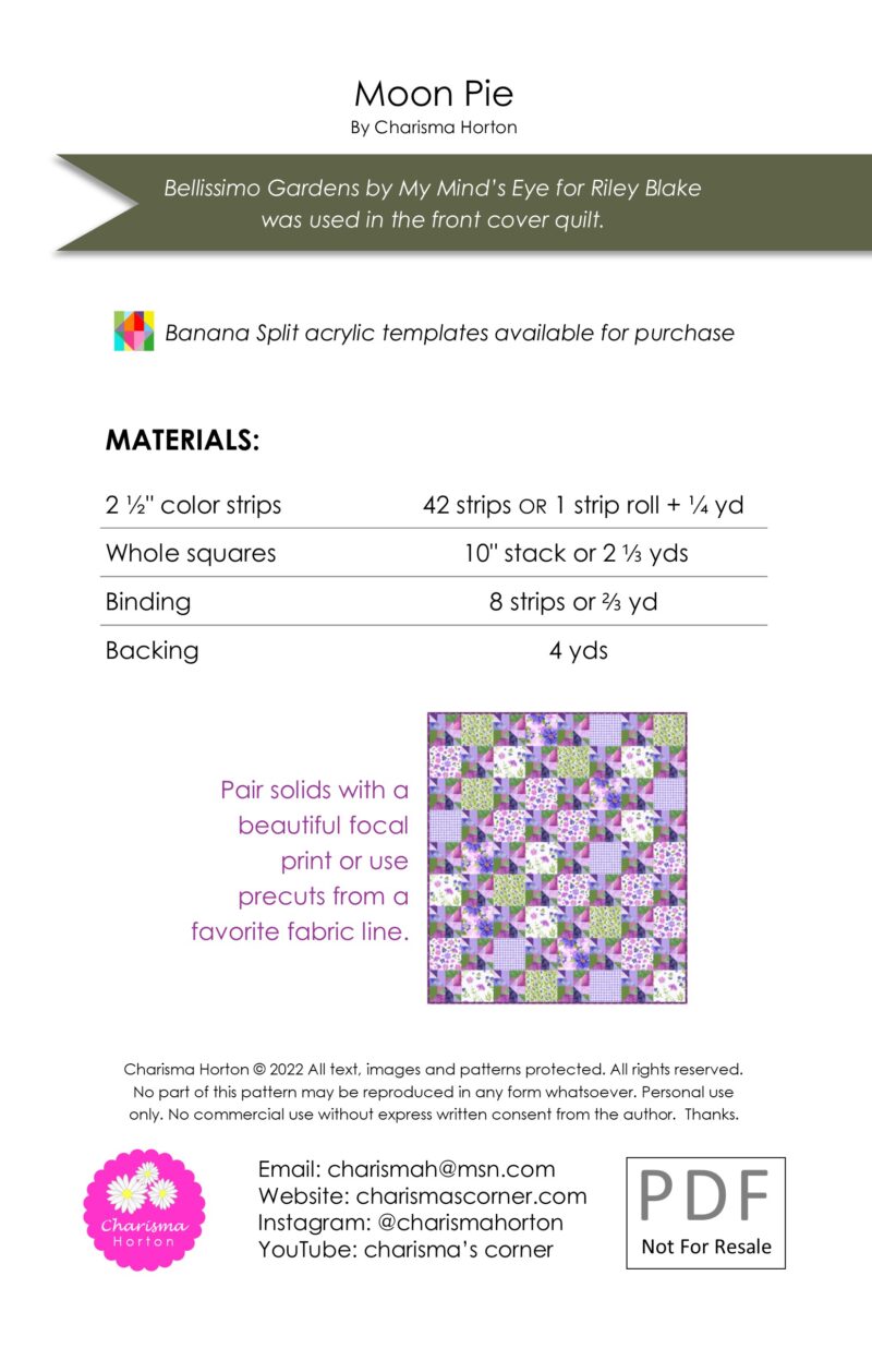 Digital Quilt Pattern ~ Moon Pie