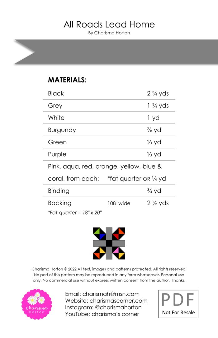 Quilt Pattern ~ All Roads Lead Home