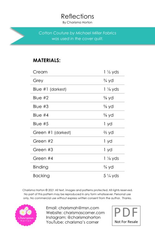 Digital Quilt Pattern ~ Reflections