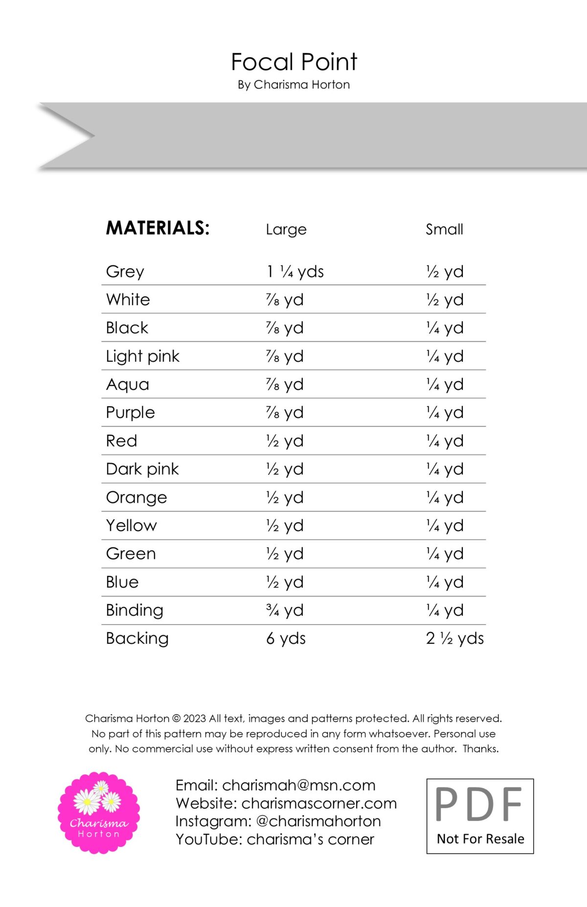 Quilt Pattern ~ Focal Point