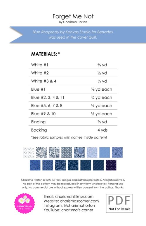 Quilt Pattern ~ Forget Me Not