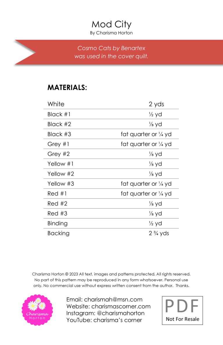 Quilt Pattern ~ Mod City