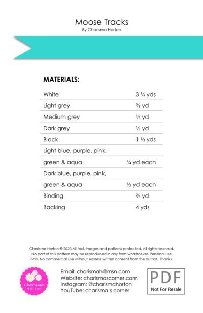 Digital Quilt Pattern ~ Moose Tracks