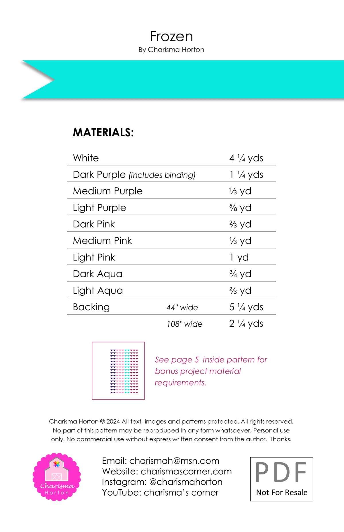 Digital Quilt Pattern ~ Frozen