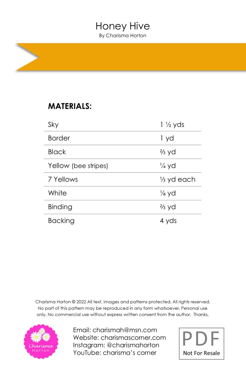 Digital Quilt Pattern~ Honey Hive