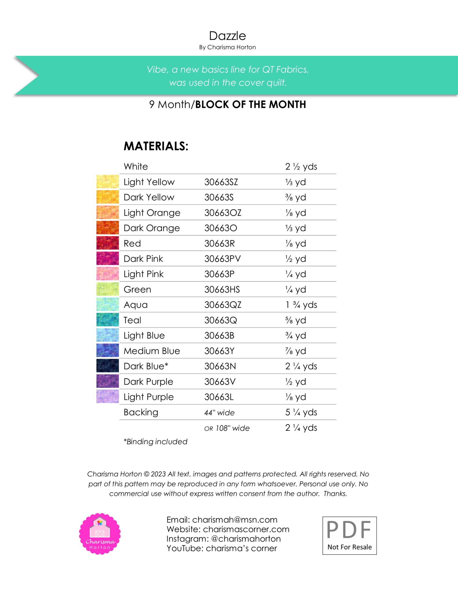 Digital Quilt Pattern ~ Dazzle