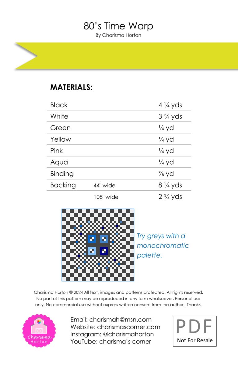 Digital Quilt Pattern ~ 80’s Time Warp
